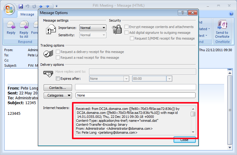 Showing Mail Header In Outlook Andrew s Blog Of Things