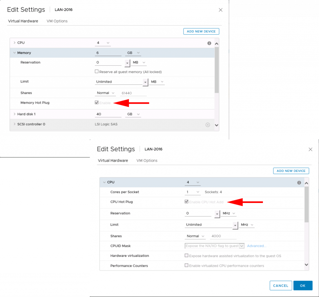 VMware vSphere Hot Add and Hot Plug | PeteNetLive
