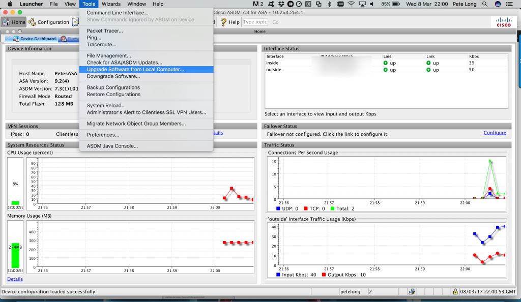 Cisco ASA5500 Update System and ASDM (From ASDM) | PeteNetLive
