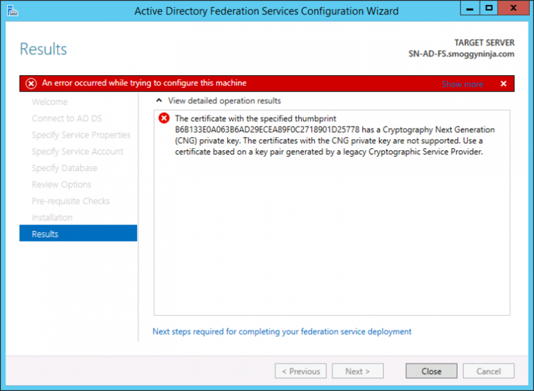 Active Directory Federation Services - Certificate Error 'CNG Key ...