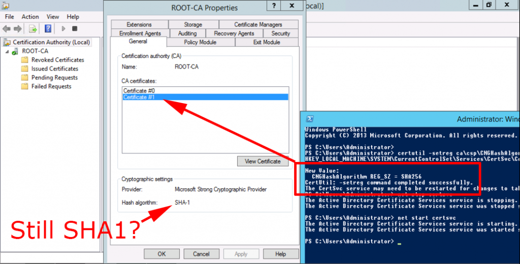 Certificate Services - Migrate form SHA1 to SHA2 (SHA256) | PeteNetLive