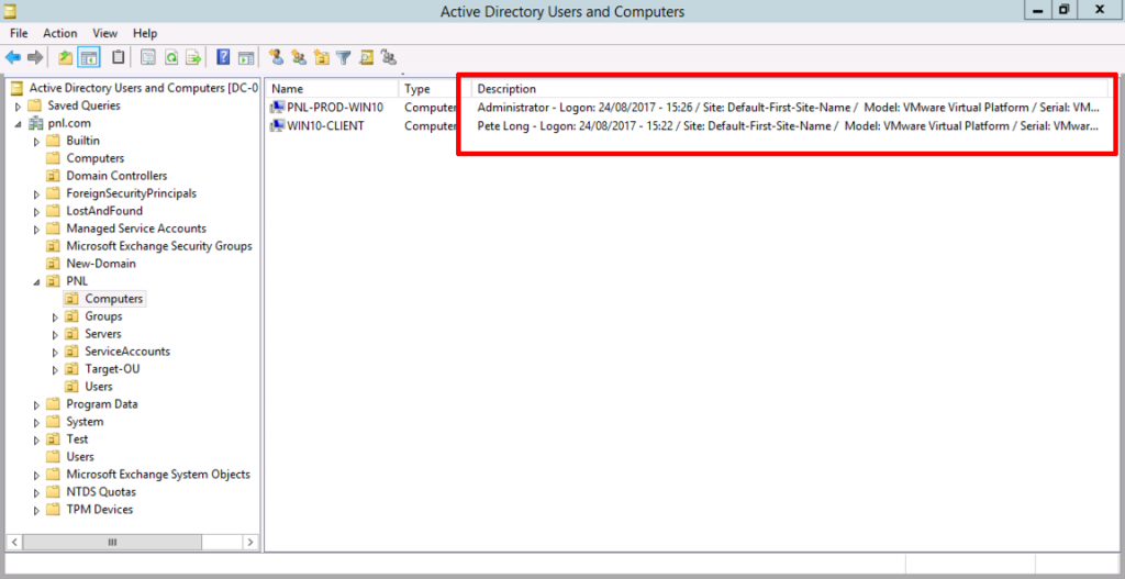 Updating Domain Computer Objects with Last Logon and Machine Information