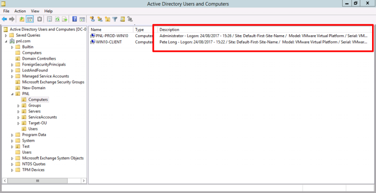 Updating Domain Computer Objects with Last Logon and Machine Information