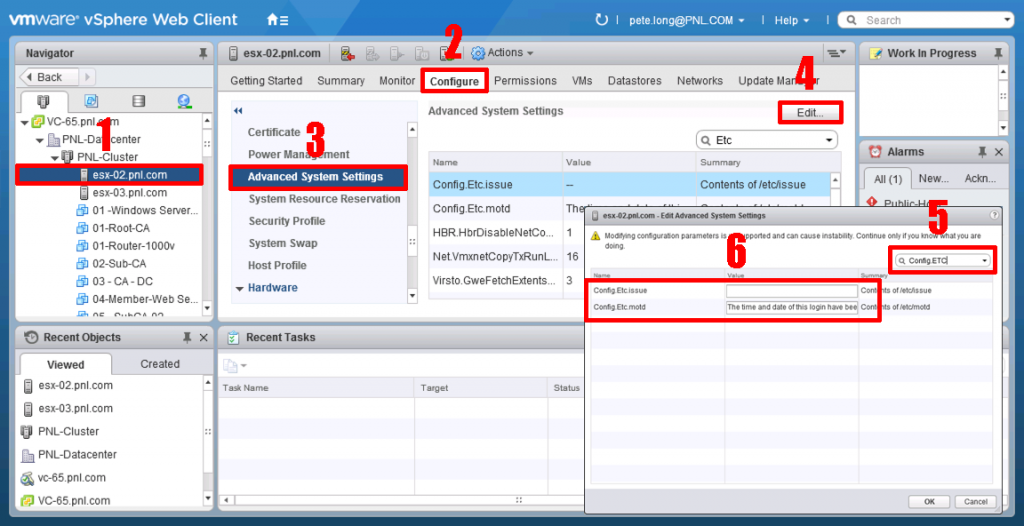 VMware vSphere and ESXi - Create a 'Logon Banner' | PeteNetLive