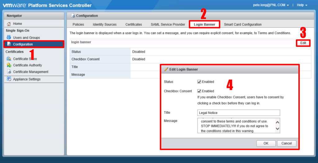 VMware vSphere and ESXi - Create a 'Logon Banner' | PeteNetLive