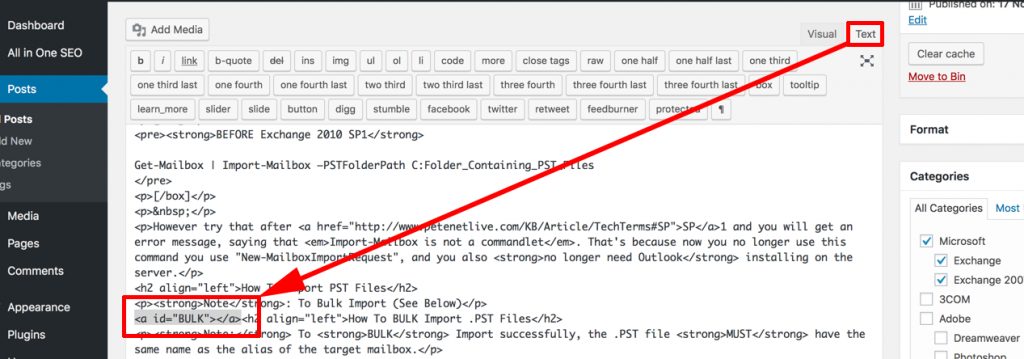 Wordpress: Inserting 'Anchor' Links (Internal Hyperlinks) | PeteNetLive