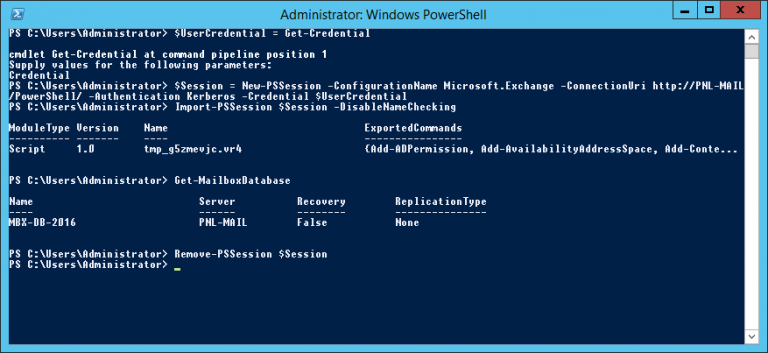 Exchange 2019 / 2016 Manage Remotely via PowerShell