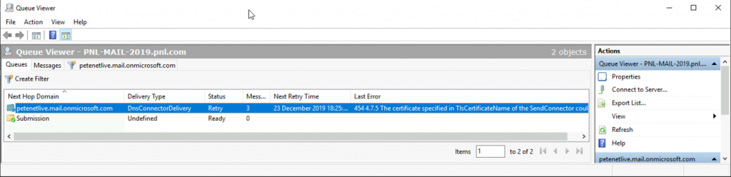 No Mail Flow On-Premises To/From Office 365 | PeteNetLive