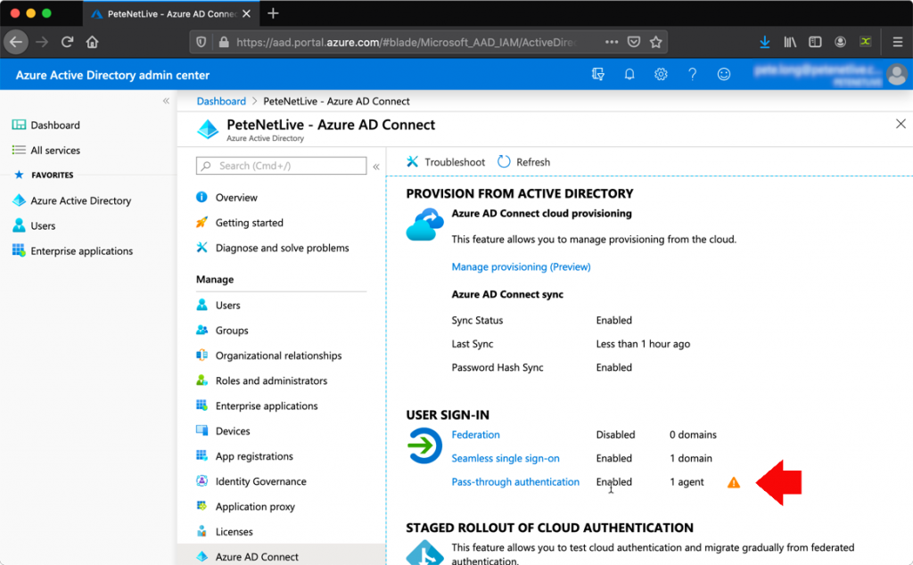 Azure Pass-through Authentication | PeteNetLive