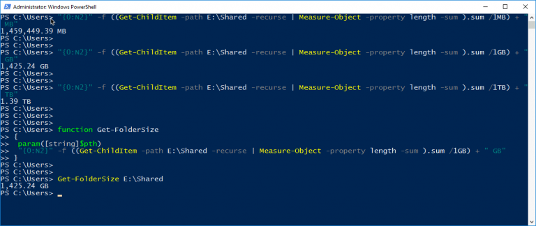 Powershell: Get Folder Size 'Quickly' | PeteNetLive