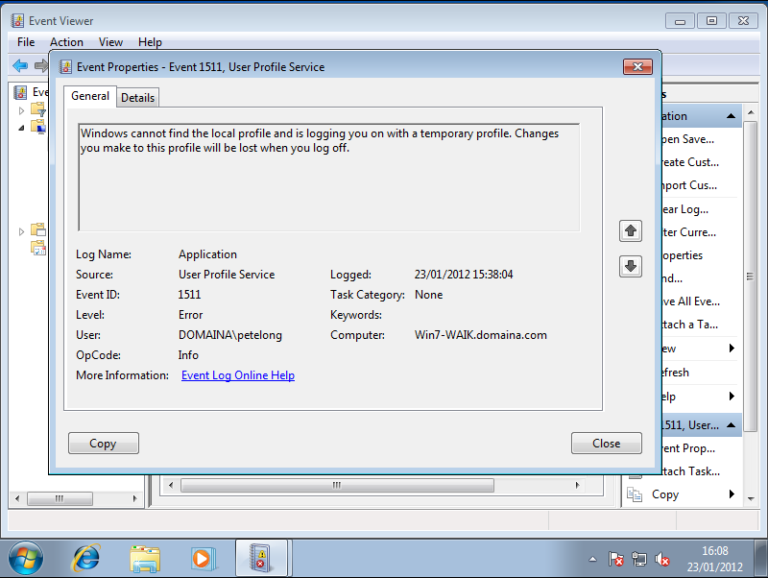 You have been logged on with a temporary profile" | PeteNetLive