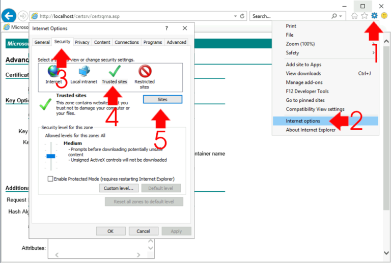 The Web site for the CA must be configured to use HTTPS