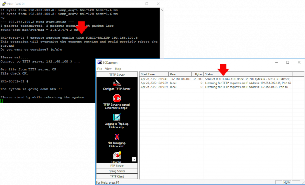 FortiGate TFTP : Backup To & Restore From | PeteNetLive