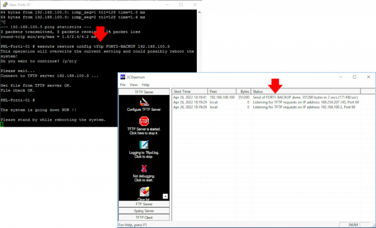 FortiGate TFTP : Backup To & Restore From | PeteNetLive