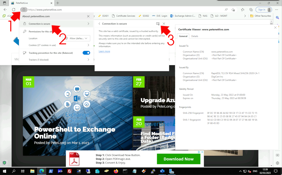 Edge View Certificate Information | PeteNetLive