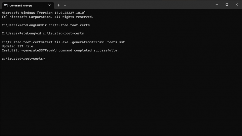 Manually Update Windows Trusted Root Certificates | PeteNetLive