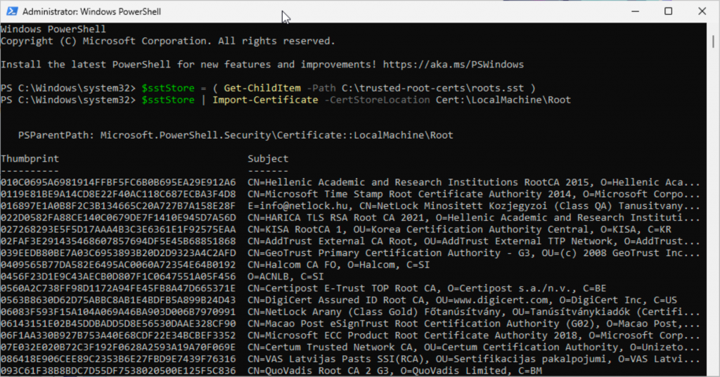 Manually Update Windows Trusted Root Certificates | PeteNetLive