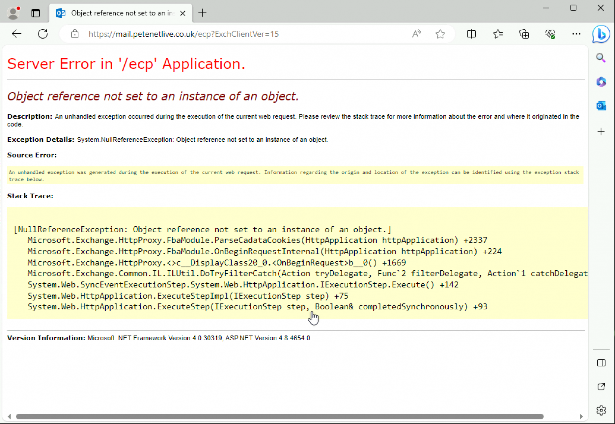 Exchange: Object Reference Not Set To An Instance Of An Object ...