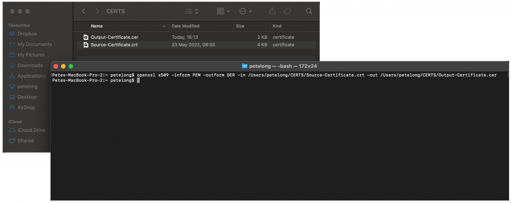 Convert Certificates CER/CRT/PEM | PeteNetLive