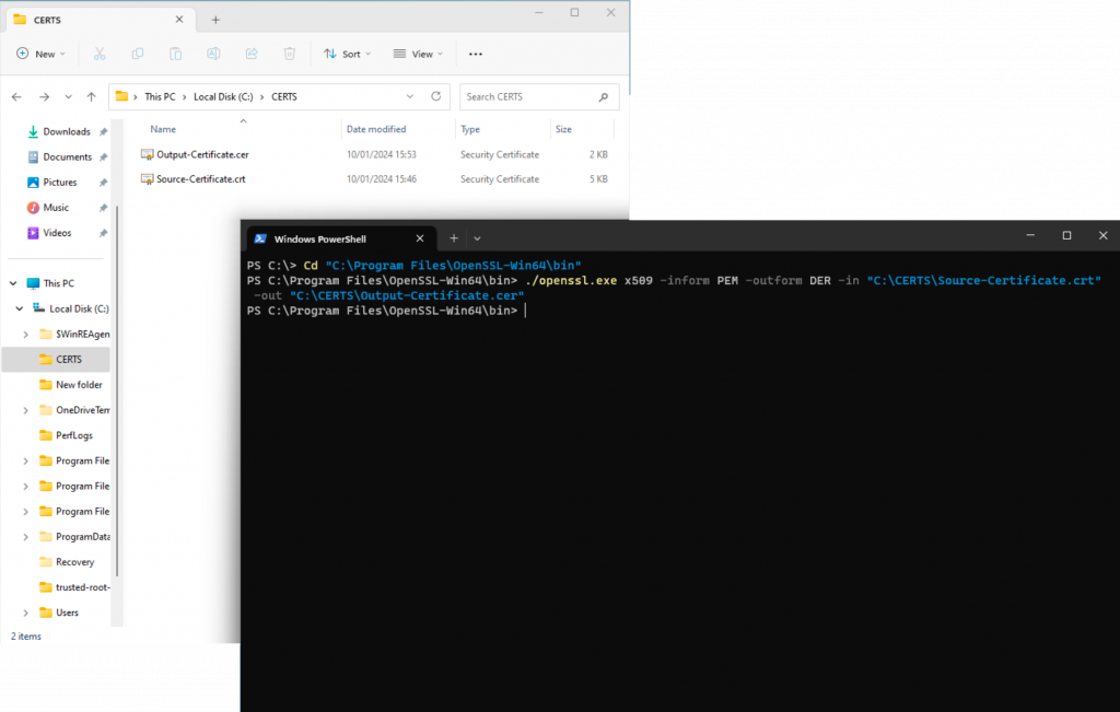 Convert Certificates CER/CRT/PEM | PeteNetLive