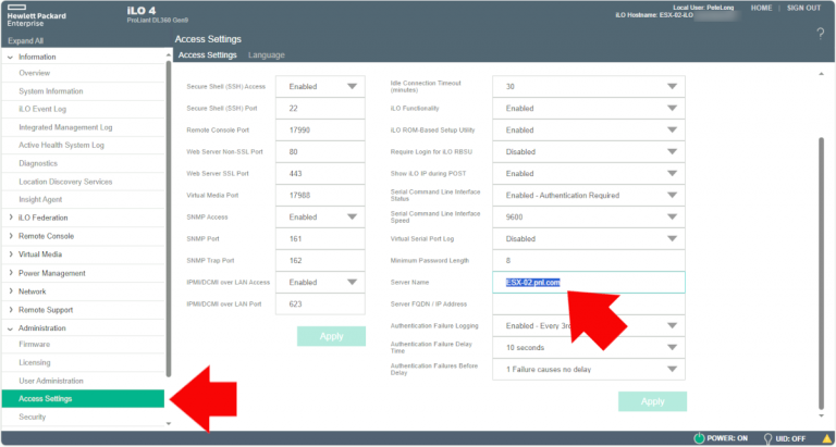 Change iLO Server Name | PeteNetLive