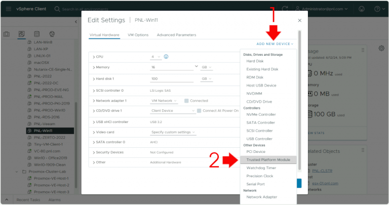 VMware vSphere Adding vTPM | PeteNetLive
