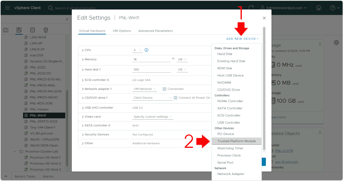 VMware vSphere Adding vTPM | PeteNetLive